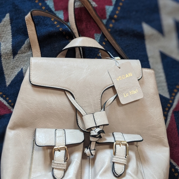 Le Miel | Bags | Le Miel Vegan Leather Taupe Backpack Nwt | Poshmark